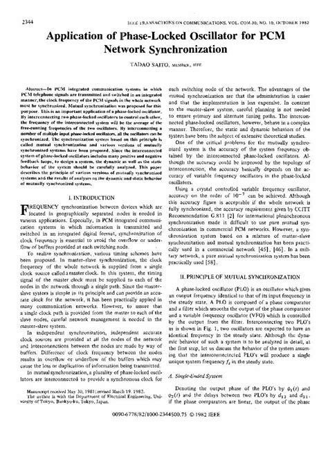 Pdf Application Of Phase Locked Oscillator For Pcm Network