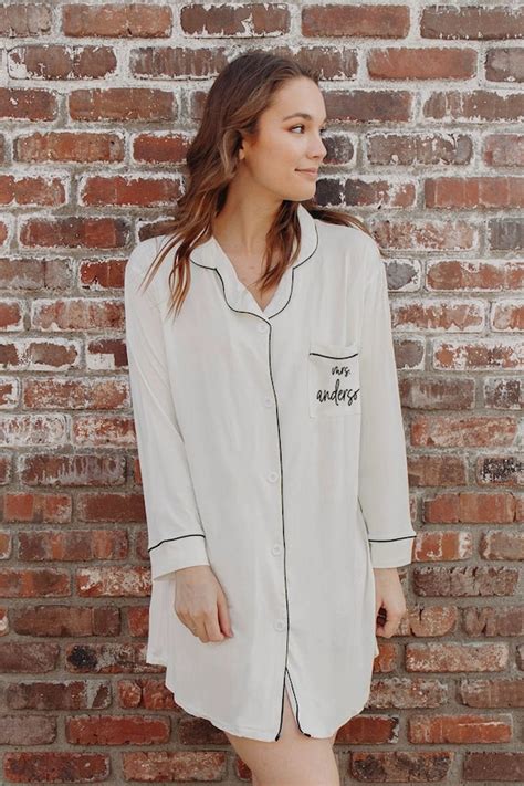 Personalized Bride Pajamas Mrs Sleep Shirts Bridal Shower T Bride