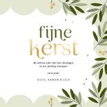 Hippe Kerstkaart Bladeren Goudlook Besjes Fijne Kaartje2go