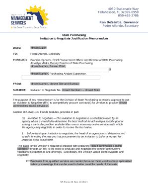 SP ITN Justification Memo Docx Doc Template PdfFiller