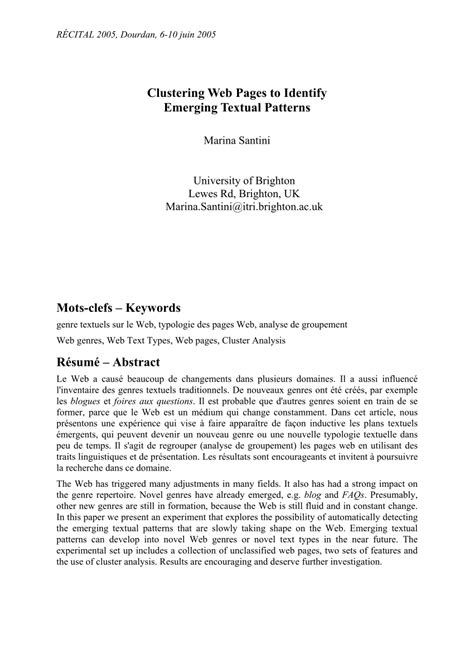 pdf clustering web pages to identify emerging textual patterns
