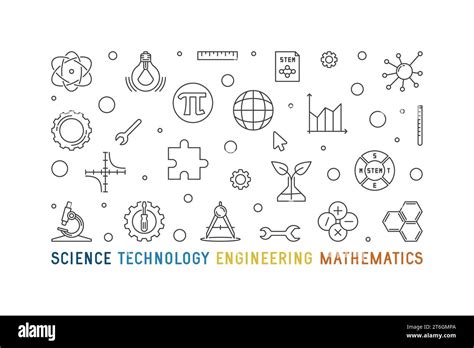 Science Technology Engineering Mathematics Horizontal Thin Line Minimal Horizontal