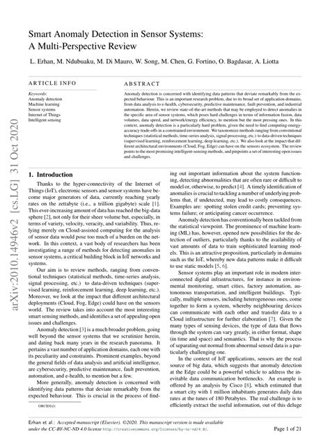Pdf Smart Anomaly Detection In Sensor Systems A Multi Perspective Review