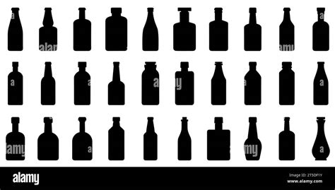 Bottle Icon Set Of Different Silhouettes Of Bottle Glass Bottles