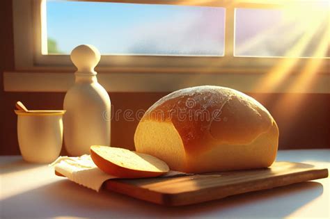 Homemade Soft Fluffy White Bread Loaf Stock Illustration