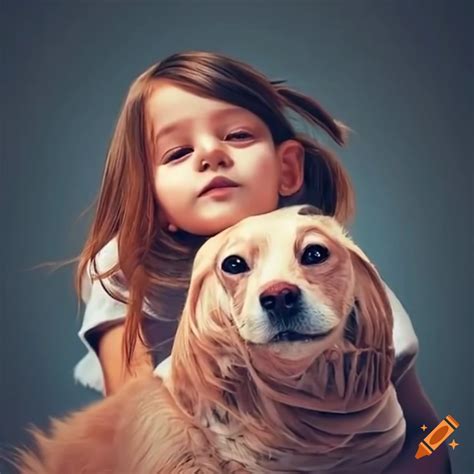 Girl Cuddling With Her Pet On Craiyon
