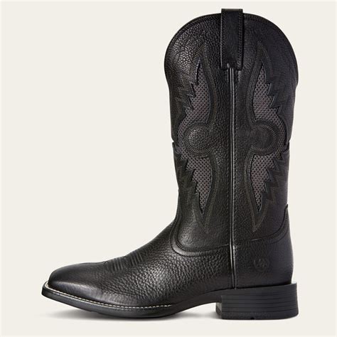 Mens Ariat Solado Venttek Black Carbon Wide Square Toe Western Boot