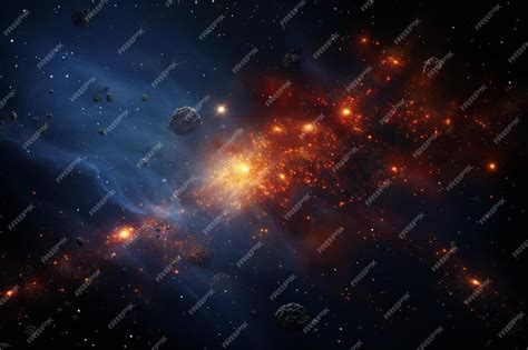 Premium Ai Image Fictional Space Background With Meteorites