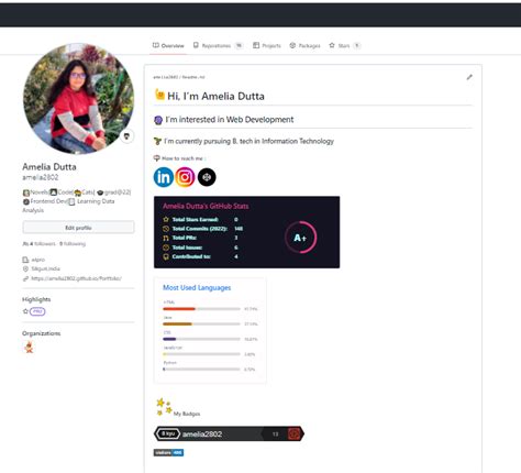 amelia dutta · issue 1134 · eddiehubcommunity awesome github profiles