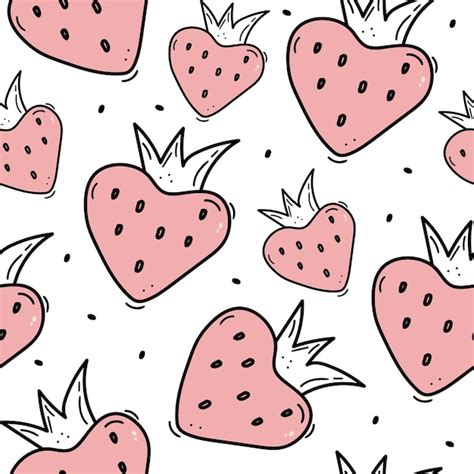 Premium Vector Hand Drawn Strawberry Seamless Vector Pattern Big And