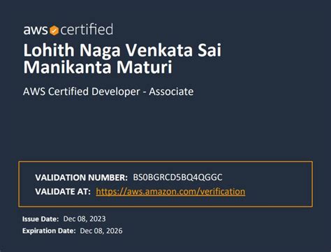 Lohith Maturi On Linkedin Awscertified Awsdeveloper Cloudcomputing Certification