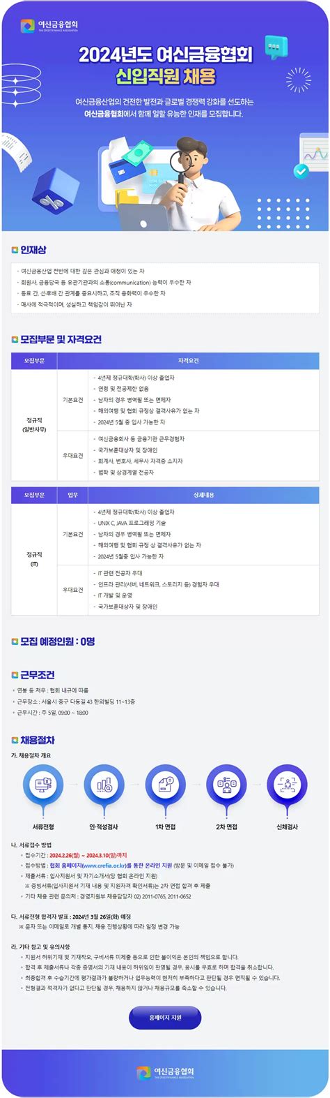 여신금융협회 채용공고 2024년도 신입직원 채용 2024년 채용