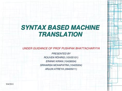Ppt Syntax Based Machine Translation Powerpoint Presentation Free