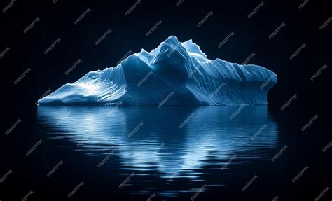 Majestic Iceberg Reflection On Dark Water Premium Ai Generated Image