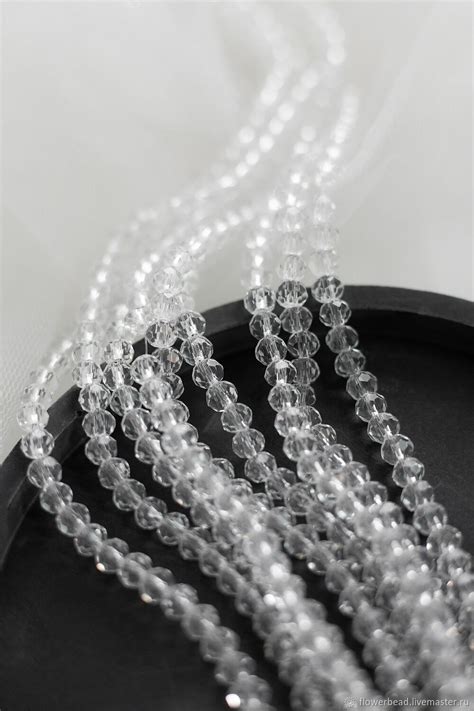 4 мм Прозрачные стеклянные бусины рондель 120 штук купить в интернет магазине Ярмарка