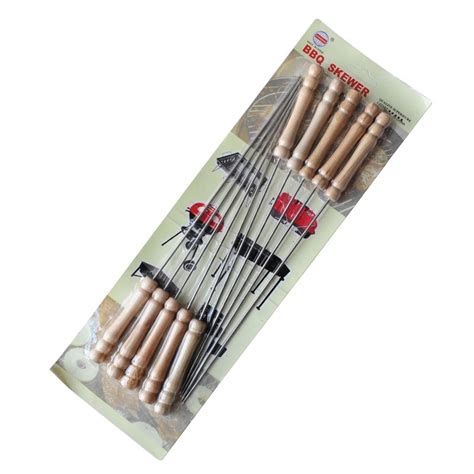 10 Pcs Outdoor Picnic Bbq Barbecue Skewers Roast Stick Stainless Steel