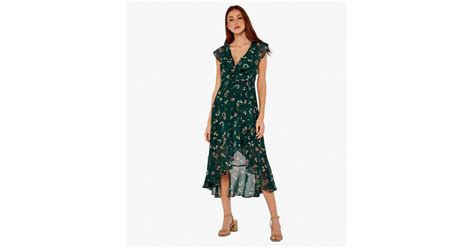 Apricot Green Floral Frill Midi Wrap Dress New Look