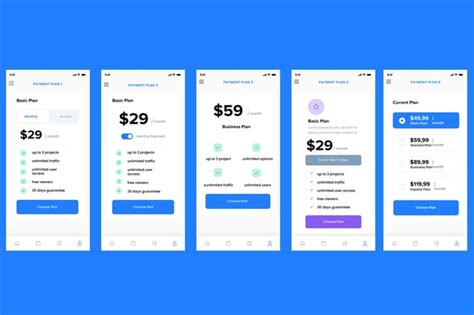 Payment Plan And Services Plans Screens App Ui Kit Websites Ux And Ui Kits Ft Basic And Expert