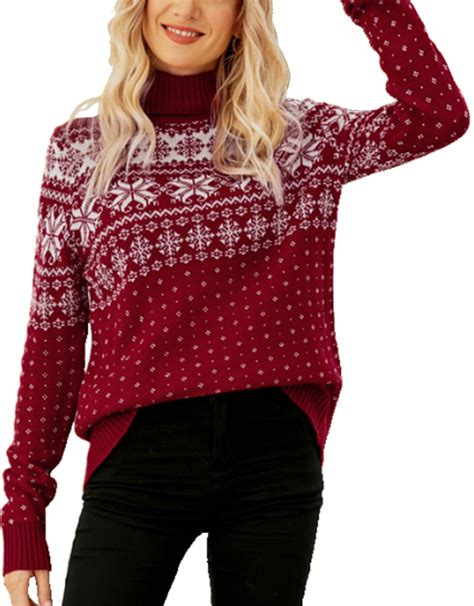 Christmas Sweaters For Women Cute Heart Snowflake Knitted Christmas