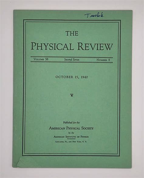 Connection Between Spin And Statistics In The Physical Review Second