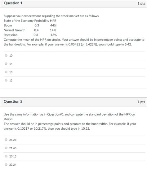 Solved Question 1 1 Pts Suppose Your Expectations Regarding