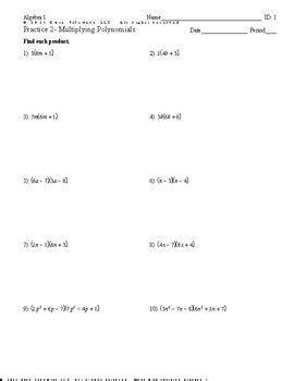 Practice Multiplying Polynomials By Maura Anderson TPT