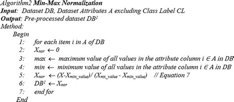 Algorithm 2 Min Max Normalization Download Scientific Diagram