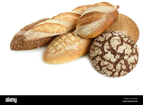 Different Types Of Bread In On A White Background Stock Photo Alamy
