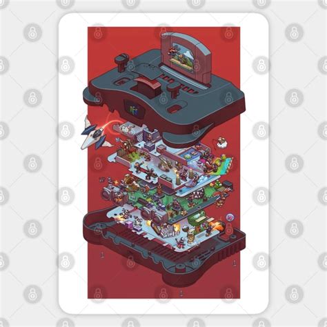 N64 Exploded View Video Games Sticker Teepublic