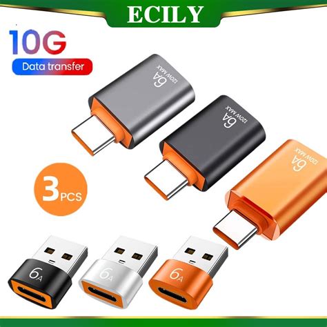 Ecily 6a Usb Otg To Type C Data Transfer Adapter Type C Female To Usb Male Converter Fast