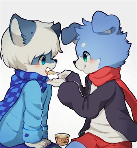 The Big Imageboard Tbib 2017 Anthro Blue Body Blue Fur Blush Canid