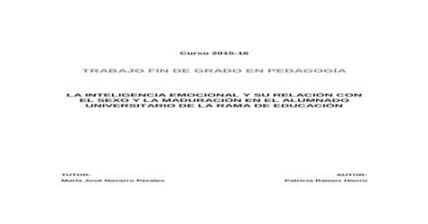 La Inteligencia Emocional Y Su RelaciÓn Con El Sexo Y · La