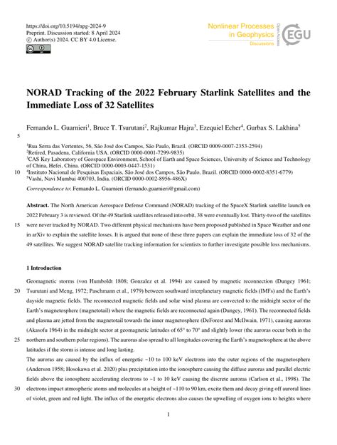 Pdf Norad Tracking Of The February Starlink Satellites And The Immediate Loss Of