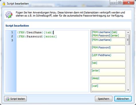 Script für Eingabesequenz