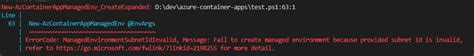 Failed To Create Container Apps Environment With Custom Virtual Network
