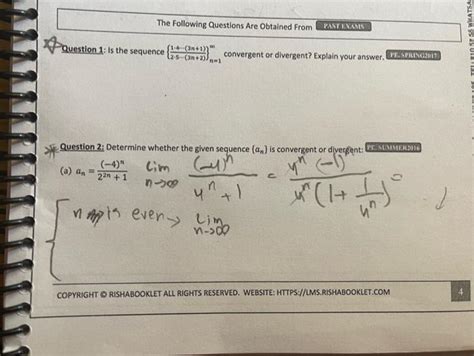 Calculus 2 Convergence Of Sequences Please