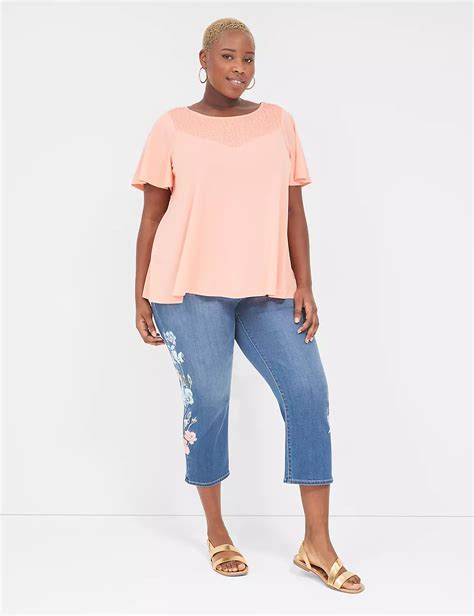 Swing Short Flutter Sleeve Smocked Lanebryant