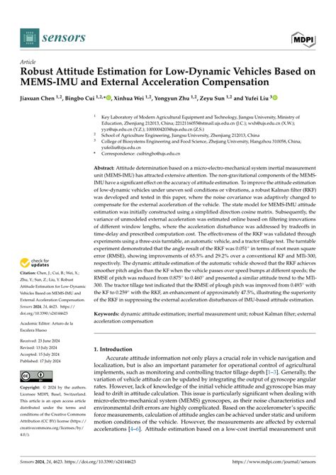 Pdf Robust Attitude Estimation For Low Dynamic Vehicles Based On Mems