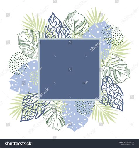 Vector Frame Hand Drawn Tropical Plants Stock Vector Royalty Free