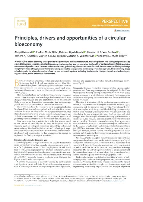 (PDF) Principles, drivers and opportunities of a circular bioeconomy