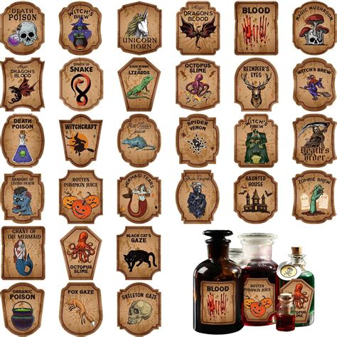 Fuznoi Halloween Apothecary Bottle Labels 100 Pcs Vintage