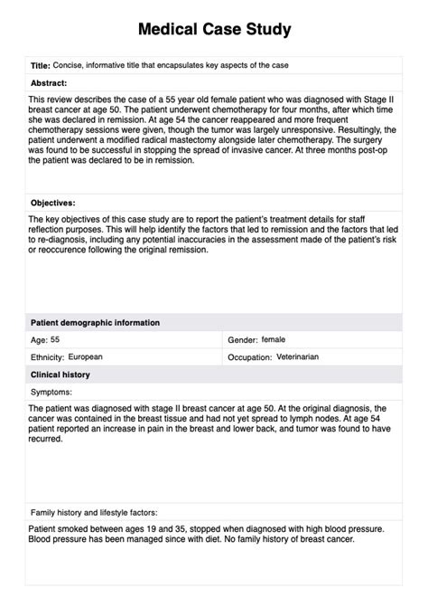 Medical Case Study Template Example Free PDF Download