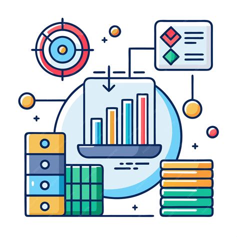 Data Analysis Illustration With Bar Chart Target And Server Icons