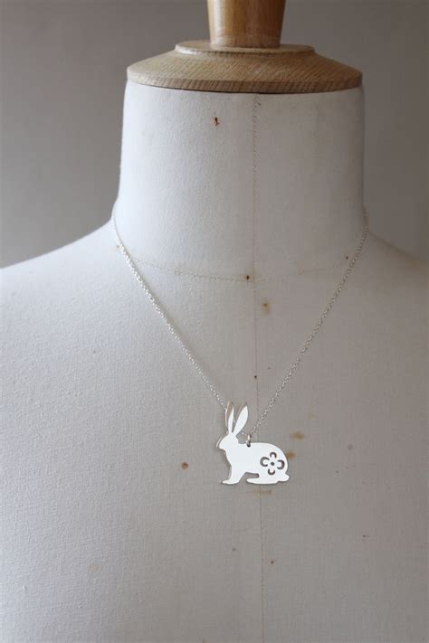 Rabbit Necklace Bunny Necklace Silver Hare Pendant Lucky Rabbit