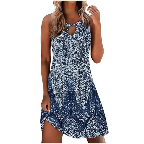 Gamivast Boho Floral Print Sundress Bohemian Tank Dress For Women