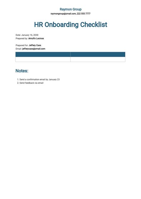 Free Onboarding Checklist Template Word Sayunit