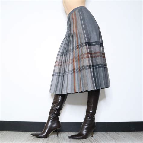 60s Pleated Plaid Maxi Skirt Sm Imber Vintage