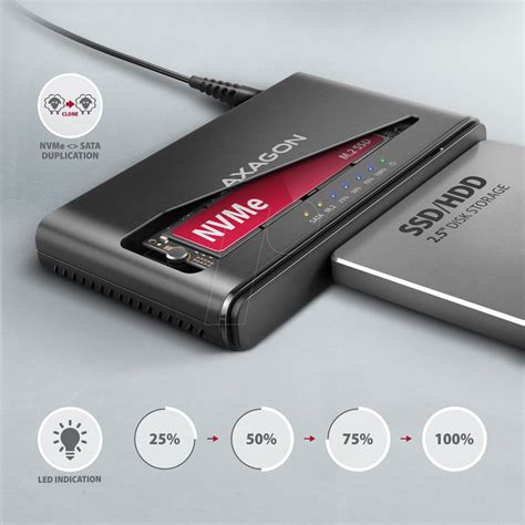 Axg Adsa Cc Externes M2 Nvme 25 Sata Gehäuse Klon Funktion Usb