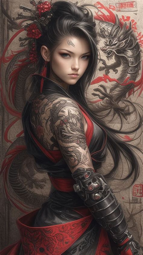 Pin On Art Girl In 2024 Female Samurai Art Female Samurai Tattoo