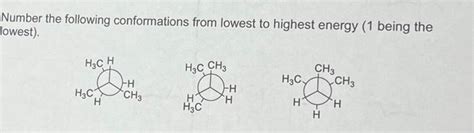 Solved Number The Following Conformations From Lowest To